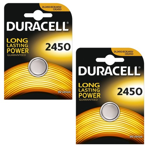 2 Packs of1 Duracell 2450 3V Lithium Coin Cell Battery CR2450 DL2450 ...