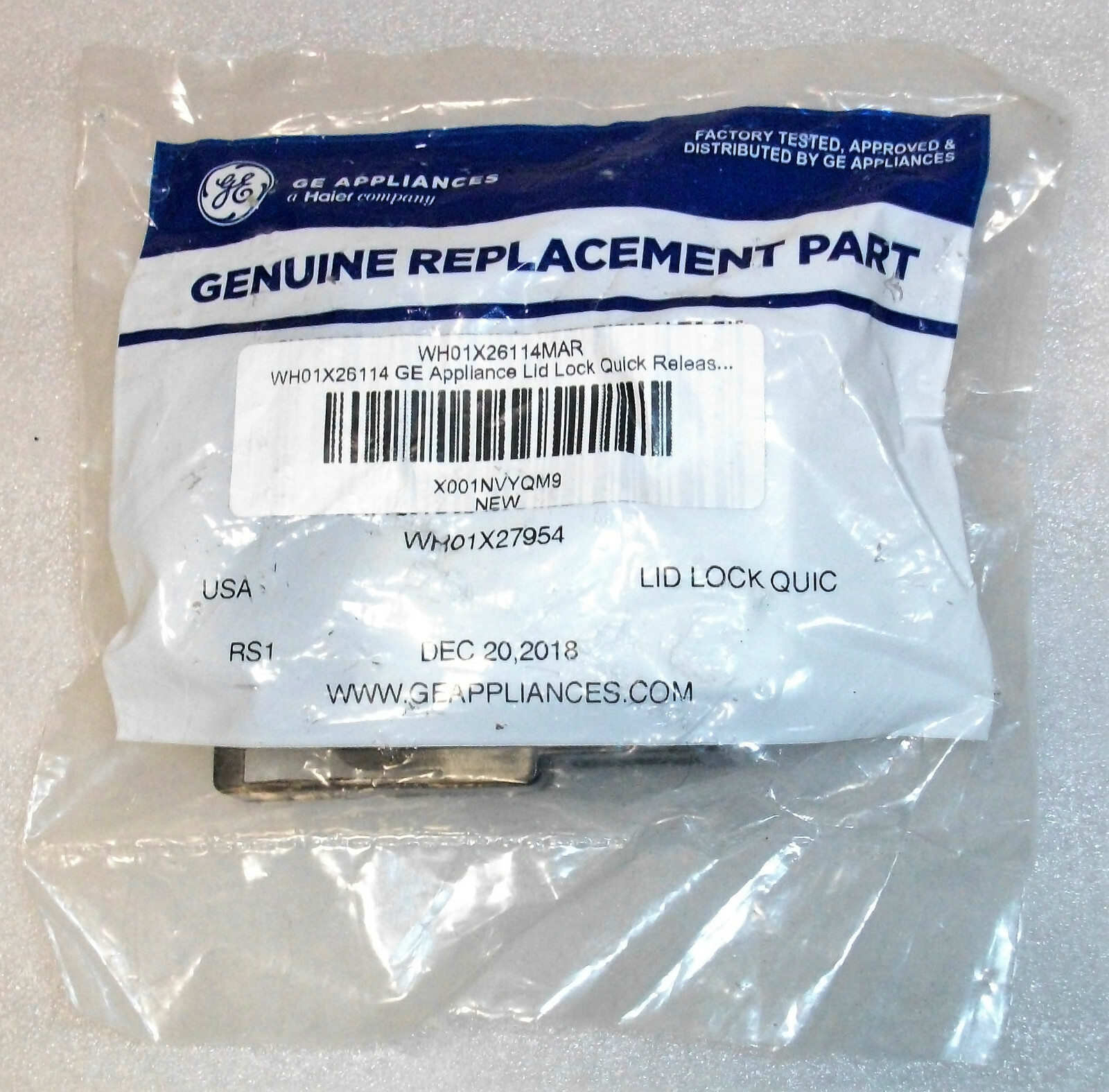 GENUINE ORIGINAL GENERAL ELECTRIC WH01X26114 GE APPLIANCE LID LOCK ...