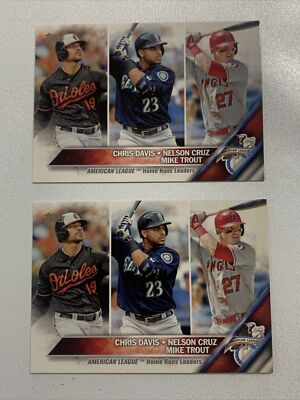 Chris Davis, Nelson Cruz, Mike Trout 2016 Topps Series 1 HR LEADERS 2 ...