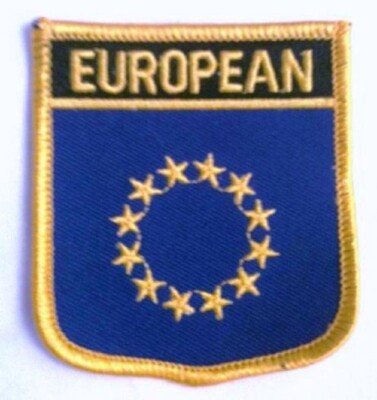 3 EUROPEAN SHIELD FLAG EMBROIDERED PATCHES -- IRON-ON -- NEW 2.5 x 2.75 ...