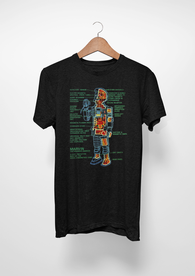 Hitchhikers Guide to the Galaxy Marvin the Paranoid Android Printed T ...
