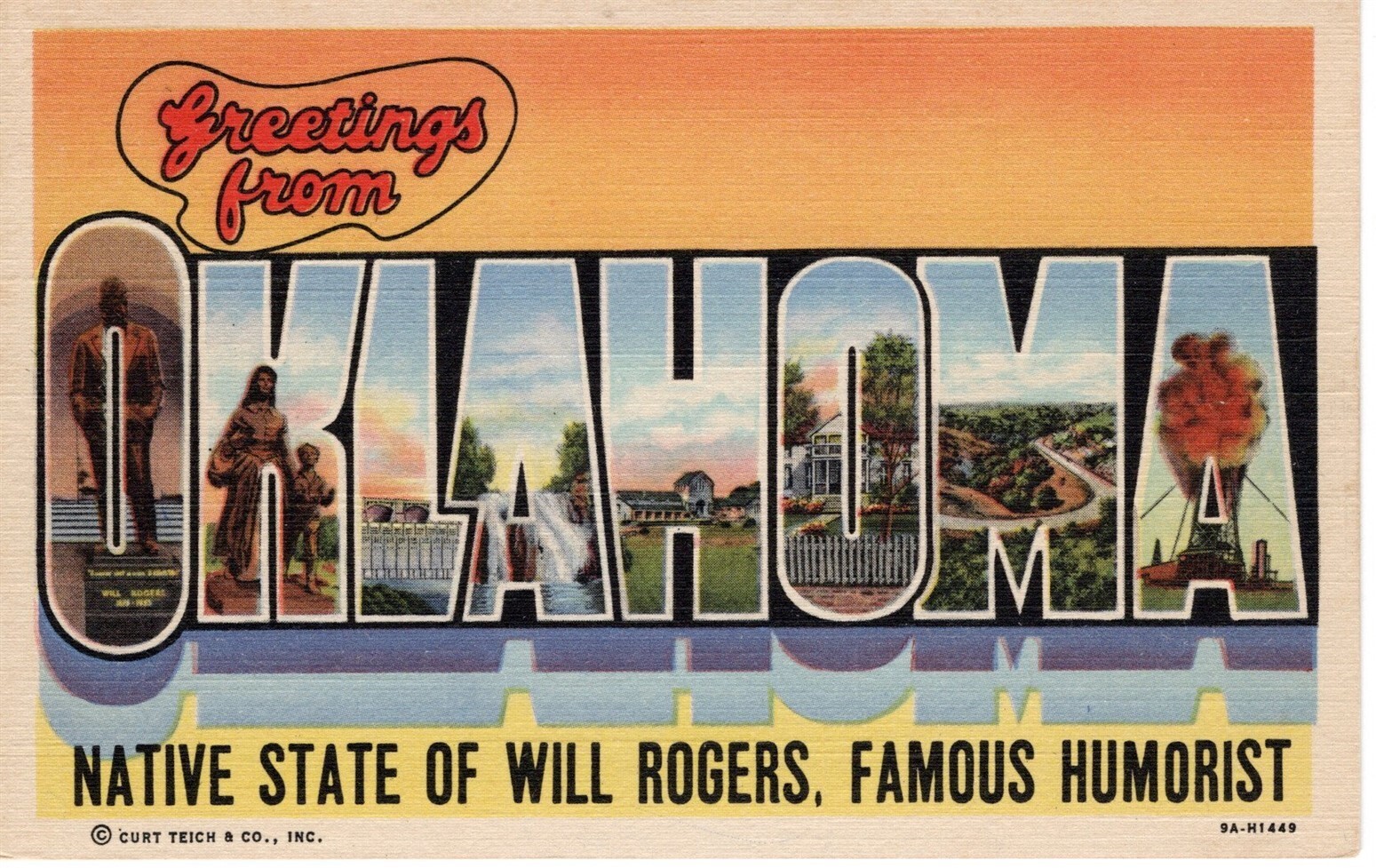 Vintage Large Letter Postcard - Greetings From State of Oklahoma ...