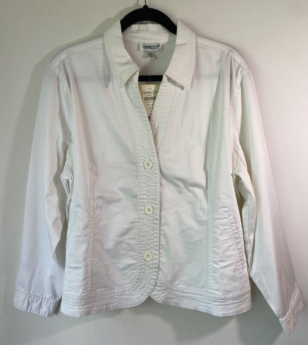 NWT COLDWATER CREEK CURVED BOTTOM 2 POCKET JACKET - WHITE - PXL | eBay