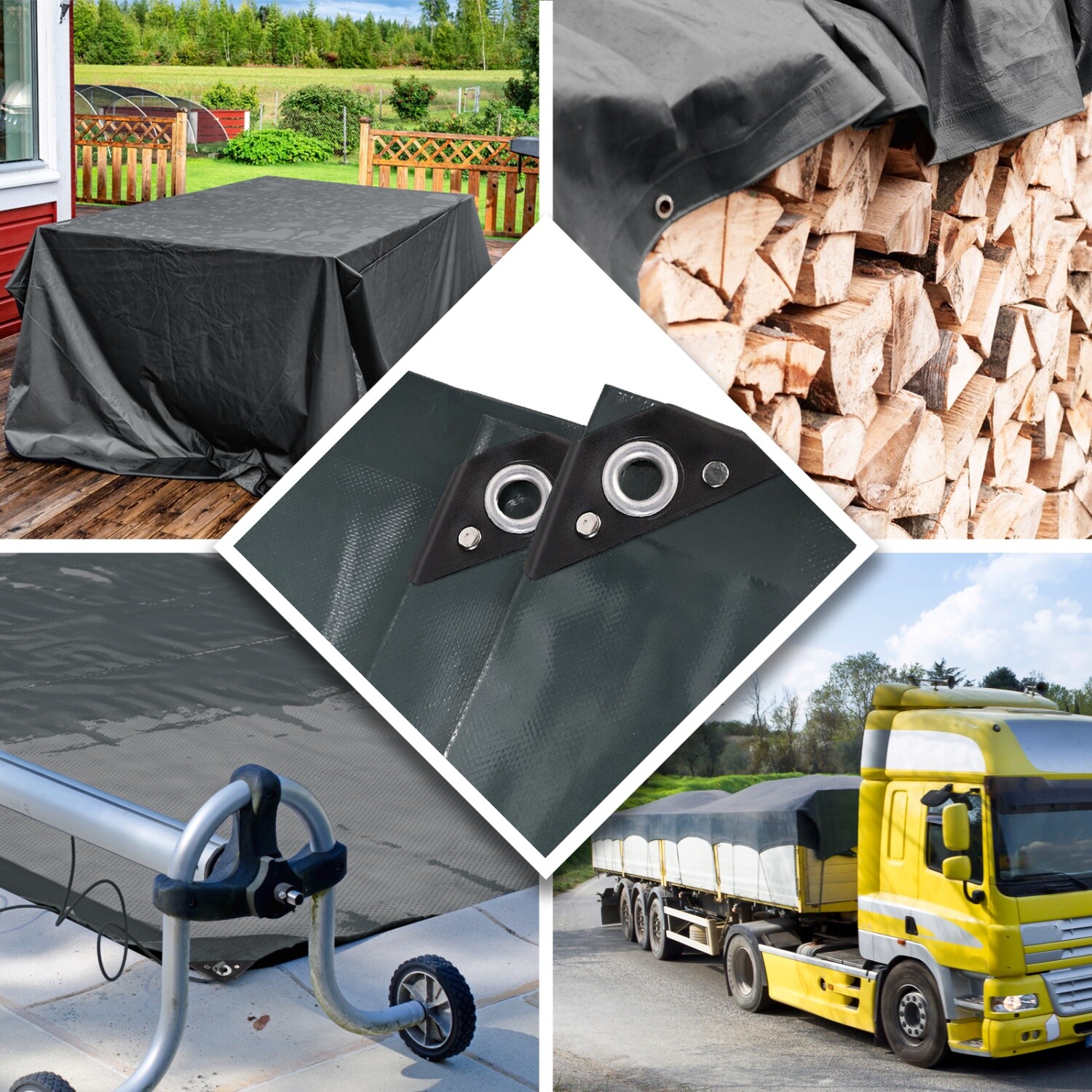 PVC LKW Abdeckplane 3,99€/m² Schutzplane 650gm² Gewebeplane mit Ösen ...