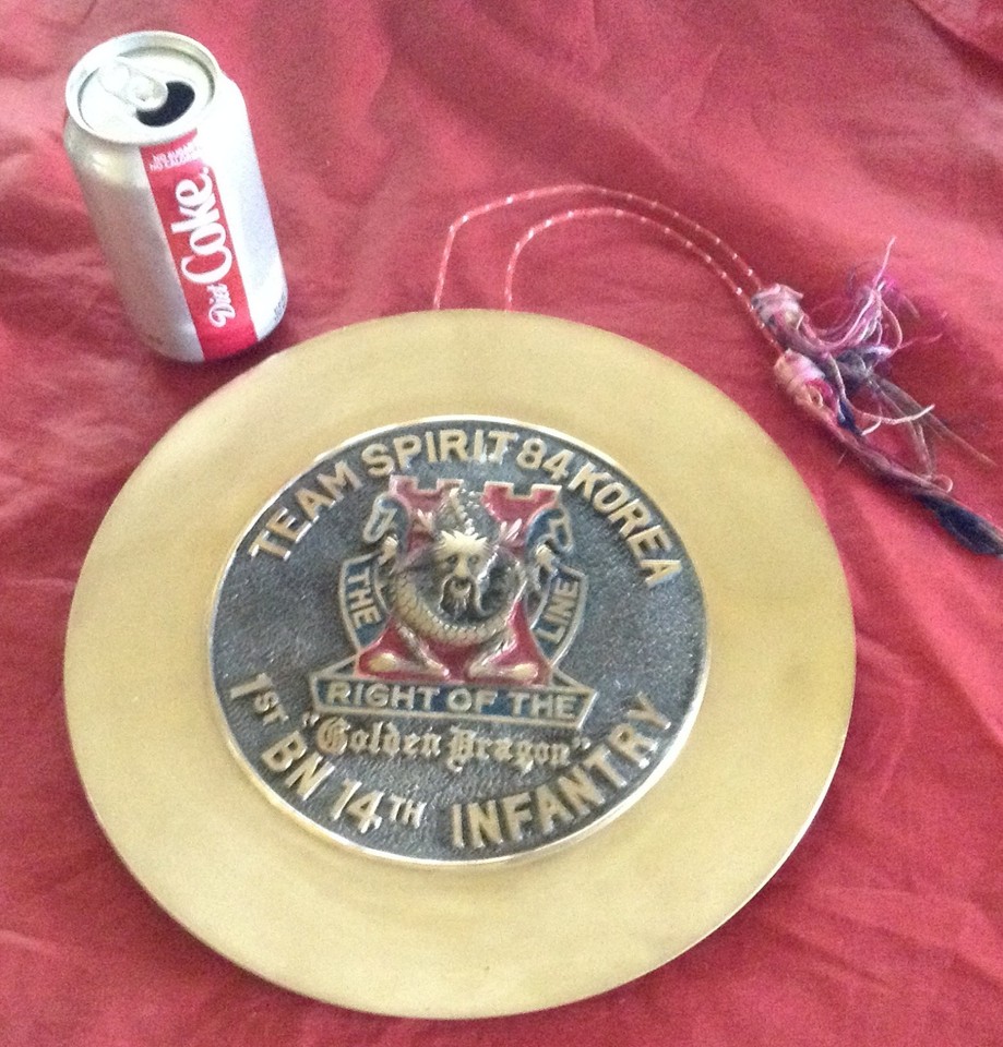 Brass Plaque 1984 Team Spirit Exercise Korea 1st BN 14th Infantry US ...