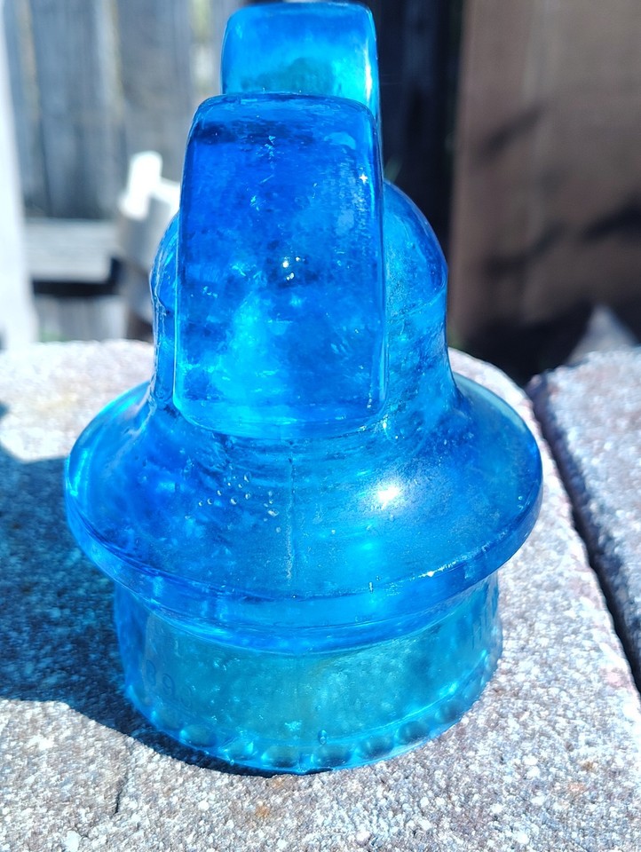 Hemingray Light Blue Mickey Mouse Insulator Chipped Crack? White Cloud ...