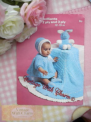 Vintage Knitting Pattern Baby's 'Continental Set' Shawl, Coat, Bonnet ...