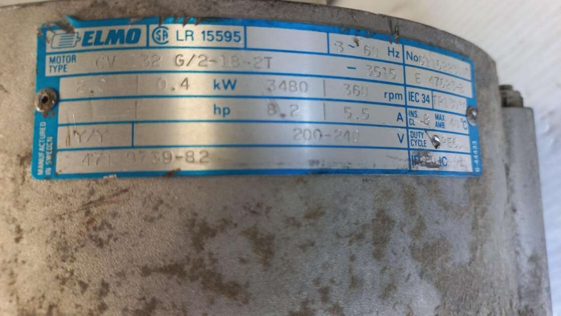 FRONT LOAD WASHER MOTOR 200-240v 60Hz 3PH for WASCOMAT W185 P/N ...