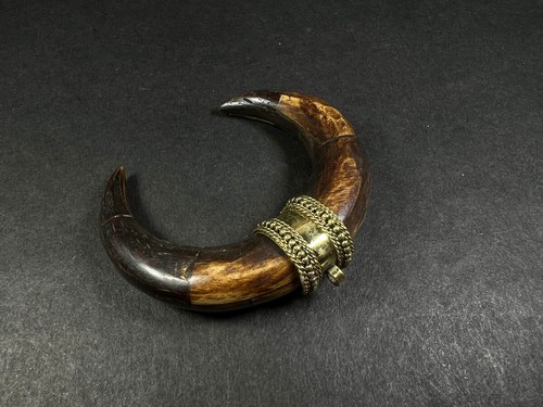 P3289 VINTAGE Retro Bone Tribal Gothic Crescent Moon Necklace Pendant ...