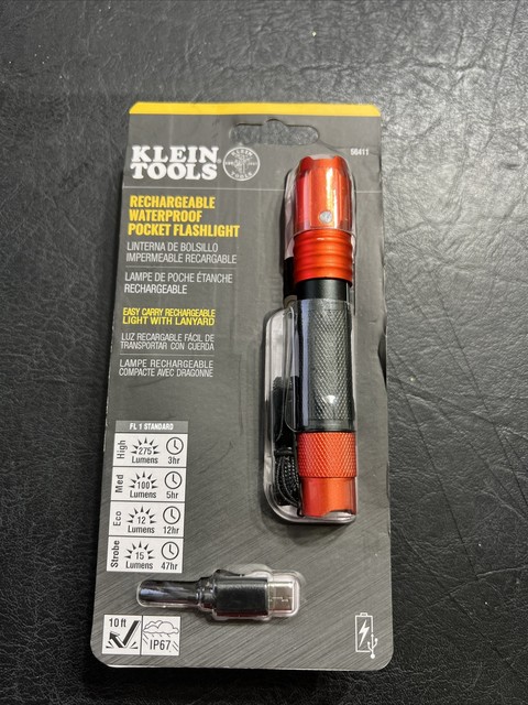 Klein 56411 Rechargeable Waterproof LED Pocket Light With Lanyard for ...
