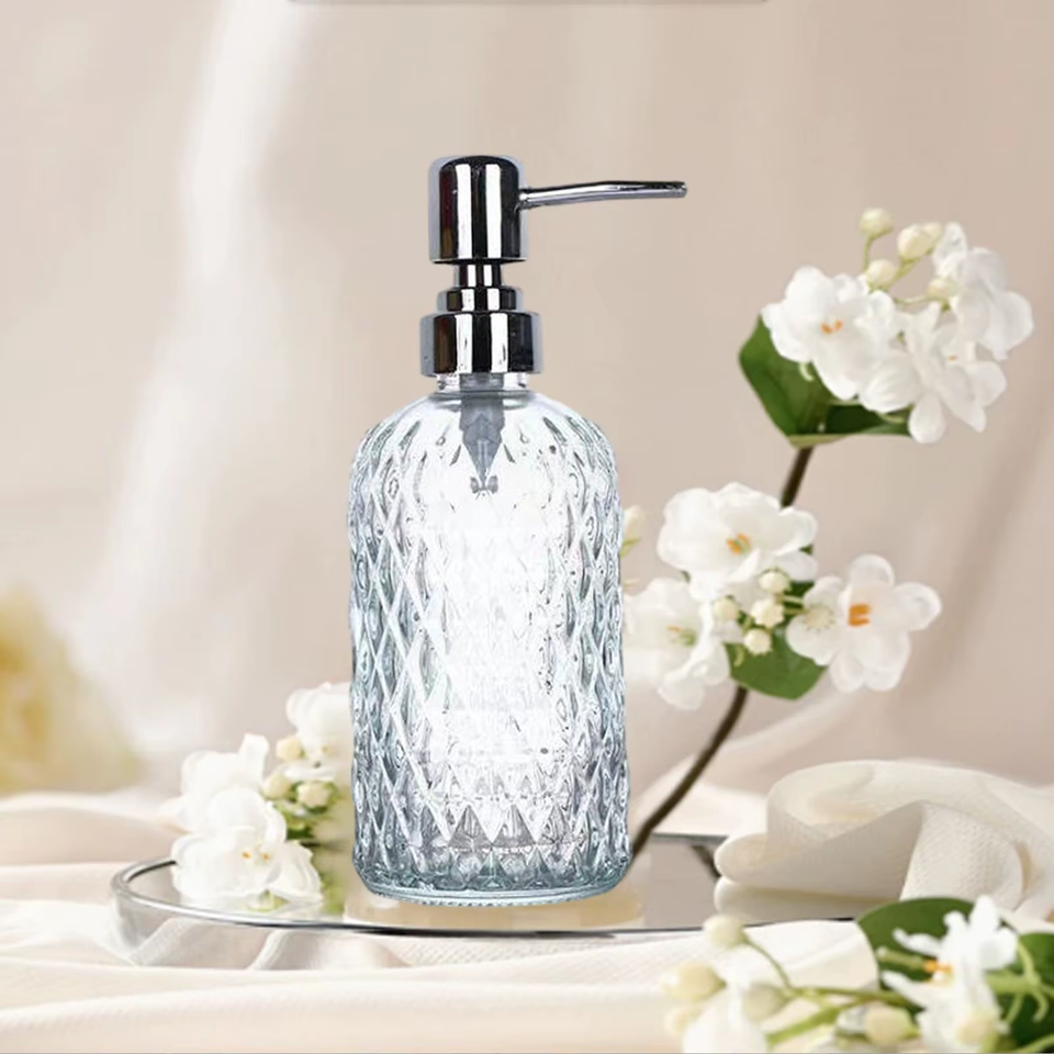 Glass Soap Dispenser with Stainless Steel Pump Liquid Soap Dispenser ...