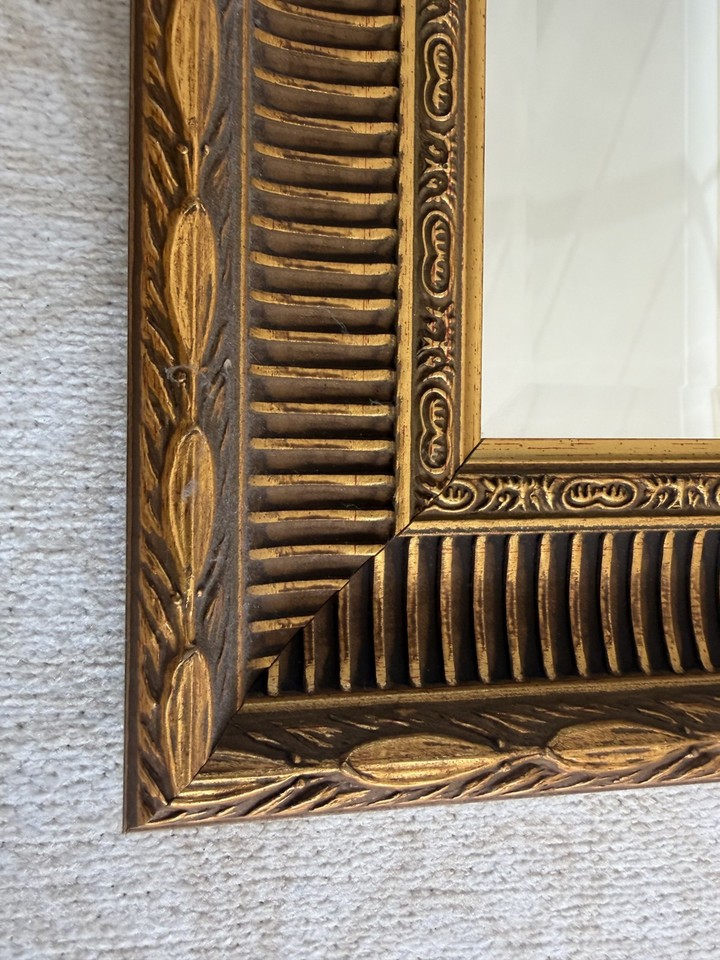 Regency Bevel Edge Rectangular Wall Mirror Wooden Ornate Gold Gilt ...