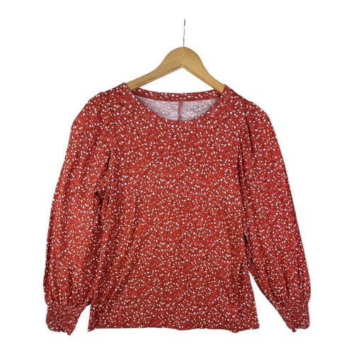 Loft Outlet Speckled Puff Long Sleeve Blouse size Medium Orange | eBay