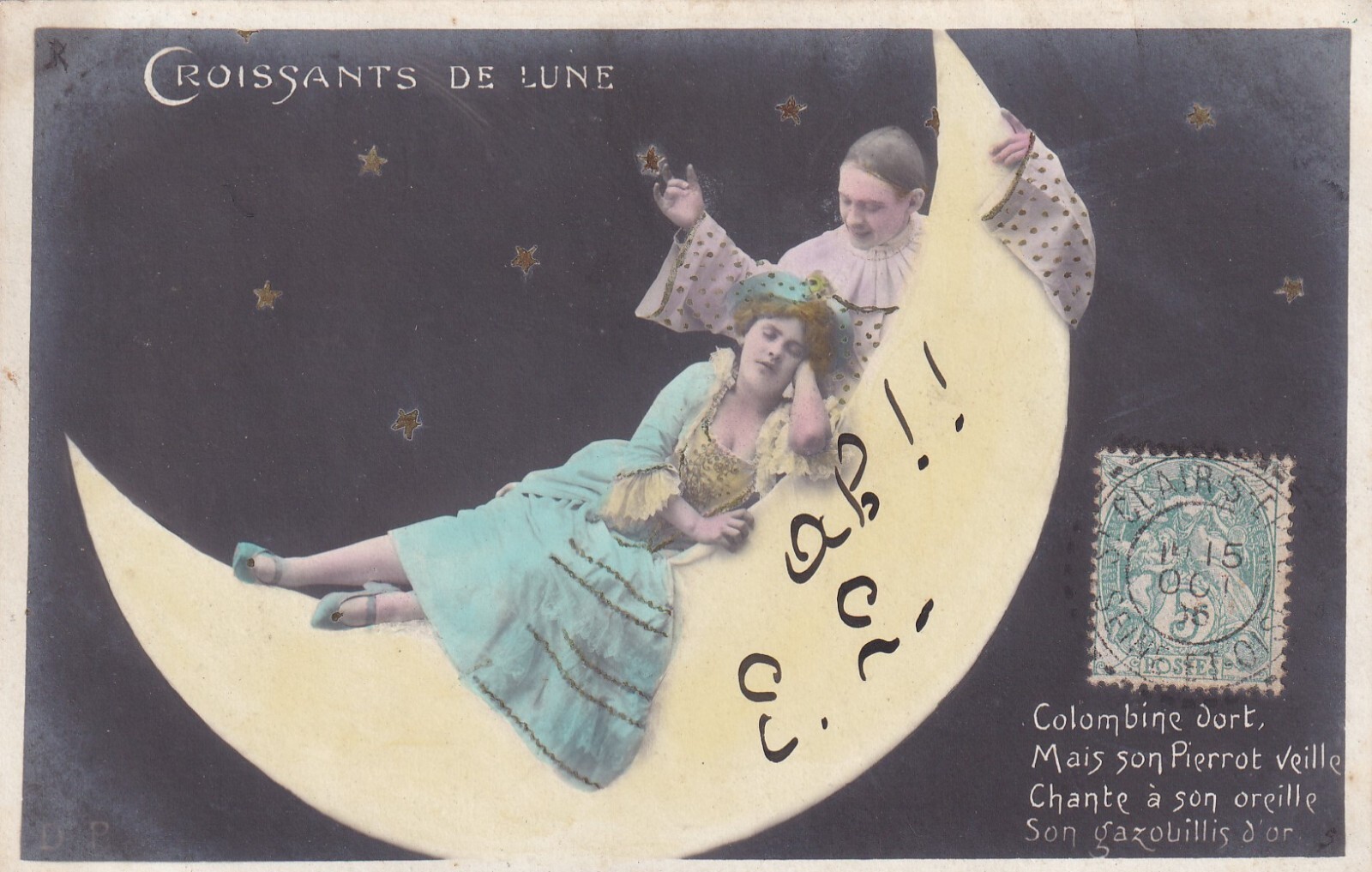 Crescents of the Moon the Sleeping with GOLDEN DREAMS RPPC Fantasy ...