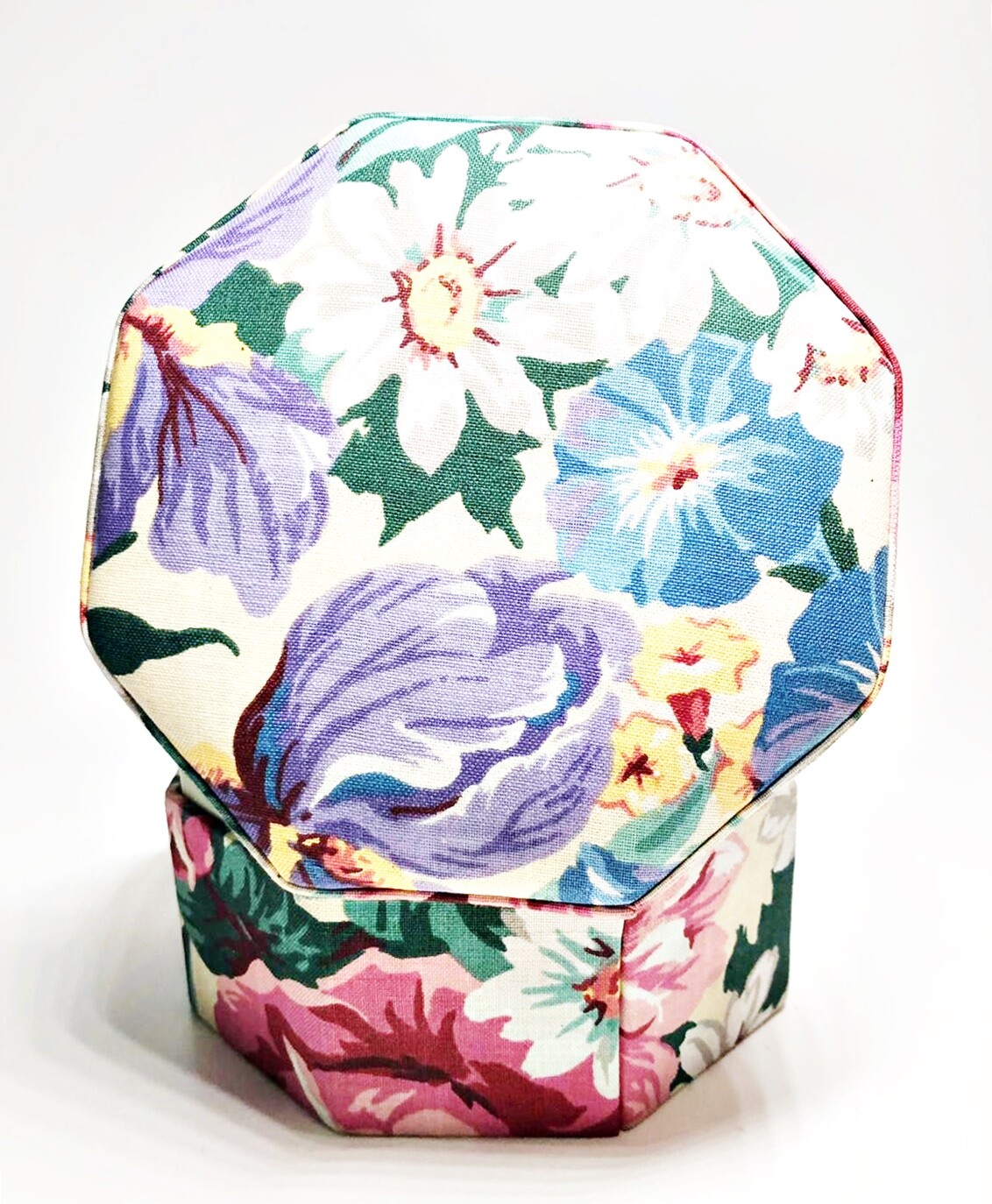 Allary Hand Crafted Accessory Box Floral Design Octagon Sewing Storage ...