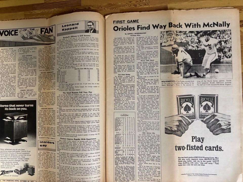 October 23, 1971 Sporting News Joe Torre - Cardinals / 1971 World ...