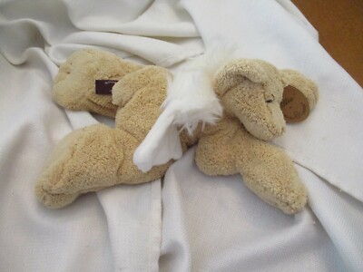 ellis plush image soft lovey baby light tan laying teddy bear big paws ...