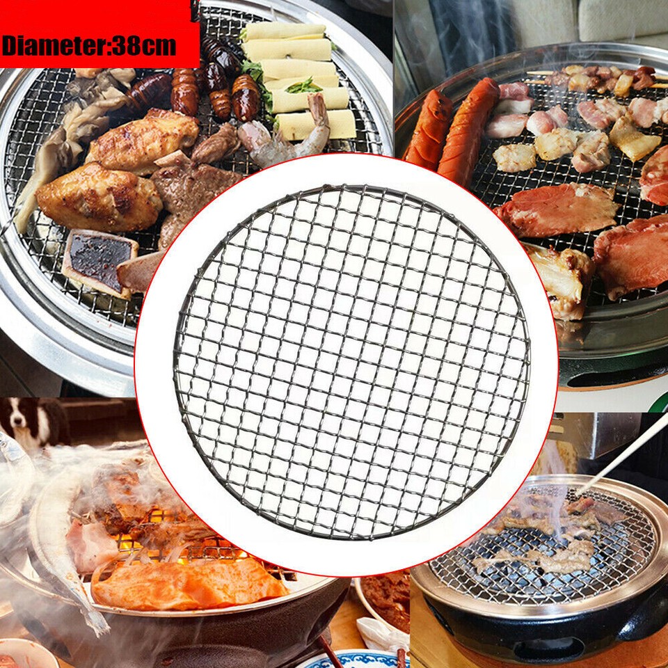 Round Barbecue Net Braided Grid Grill Camping Kit Stainless Steel Mesh ...
