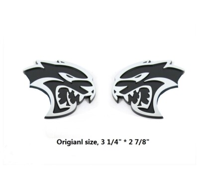 2x OEM Chrome HELLCAT Right Left Emblems Badge 3D Logo for Hellcat ...