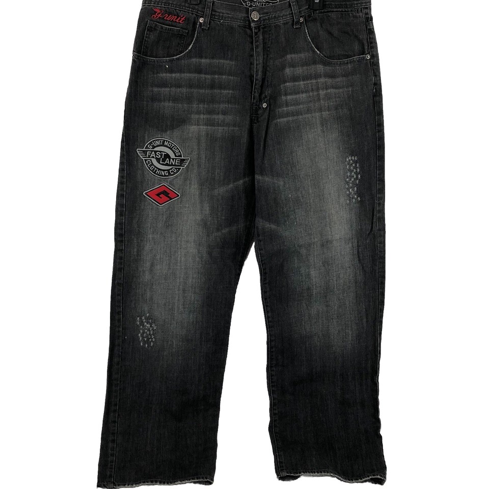 Vintage G Unit Jeans Mens 38x34 Black Baggy Wide Leg 50 Cent Hip Hop ...