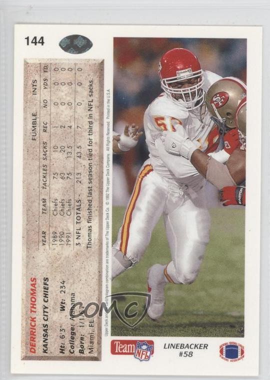1992 Upper Deck Derrick Thomas #144 HOF 3a3 | eBay