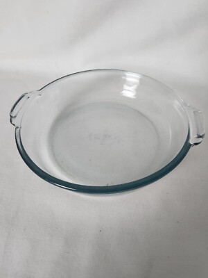VTG PYREX FLAMEWARE #6717 BLUE TINTED 7" CLEAR GLASS PIE Casserole Dish ...