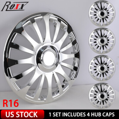 16" Set of 4 Chrome Wheel Covers Snap On Full Hub Caps fit R16 Tire ...