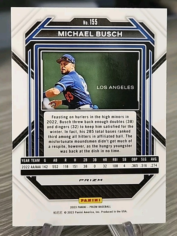 Michael Busch 2023 Panini Prizm Blue Cracked Ice #155 Dodgers/Cubs | eBay