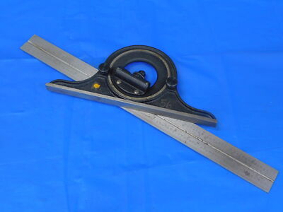 STARRETT NO.12-12-4R BEVEL PROTRACTOR 0-180 DEG W/ 12" 4R GRAD SQUARE ...