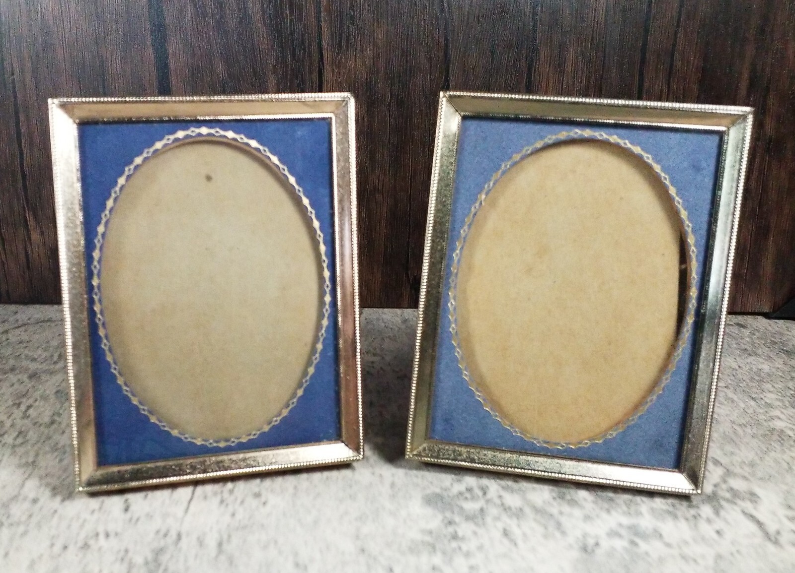 Vintage Pair Of 2 Gold Etched Standing Picture Frames Small for 3x4 ...