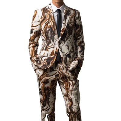 Men's 3D Printed Suit Cos Party Stage Nightclub Shiny Suit Jacket+pants ...