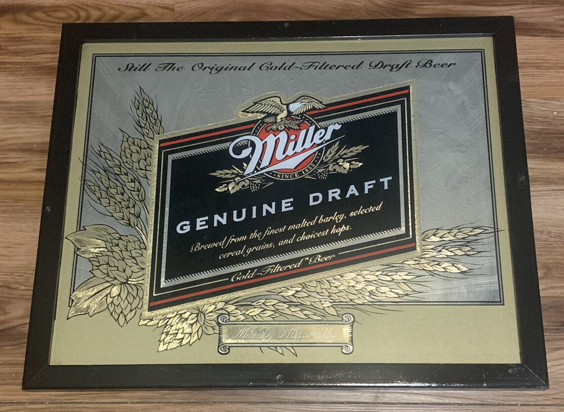 Miller Genuine Draft Mirror Bar, Or Man Cave Sign 21.5"x 17.5" | eBay