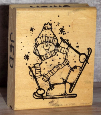 Hooks Lines & Inkers Rubber Stamp SKIING SNOWMAN B8 | eBay