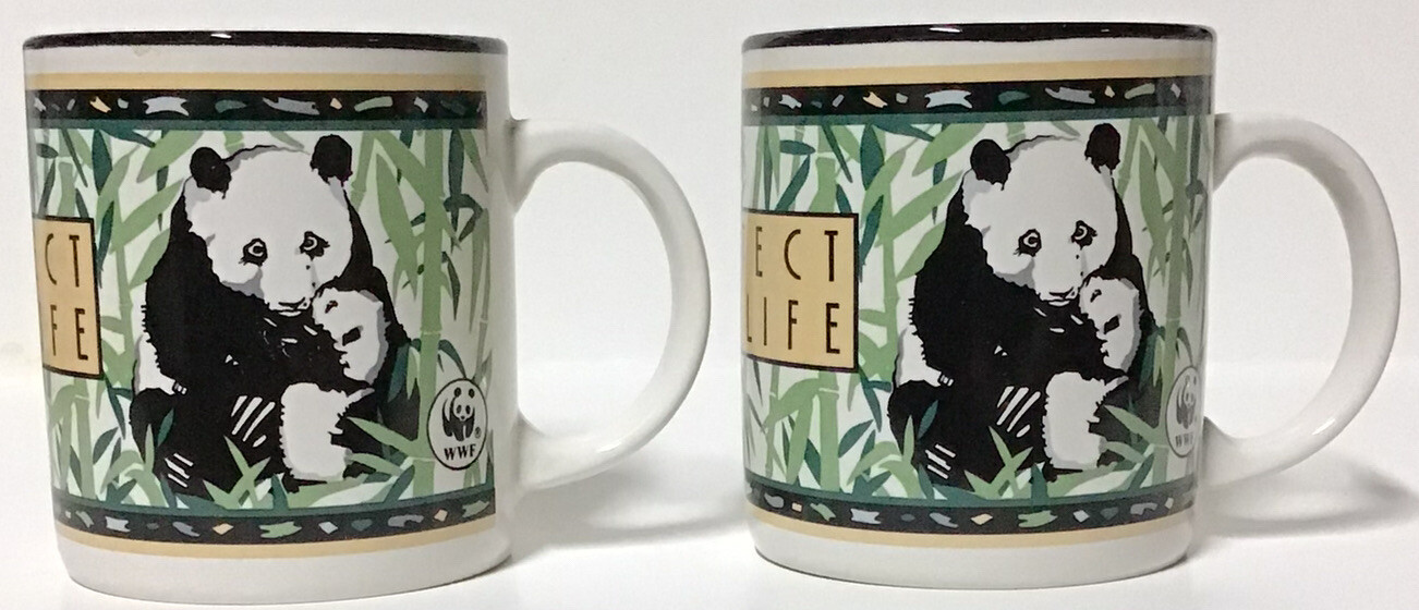Lot Of Two 1991 Protect Wildlife WWF Panda 10 Oz. Mug Cup Kay Dee ...