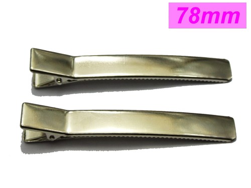 15 Silver Tone Curved Pinch Alligator Long Hair Clips 78mm with Teeth ...