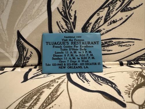 Vintage Tujague's Restaurant New Orleans Advertising Pocket Mirror Blue ...