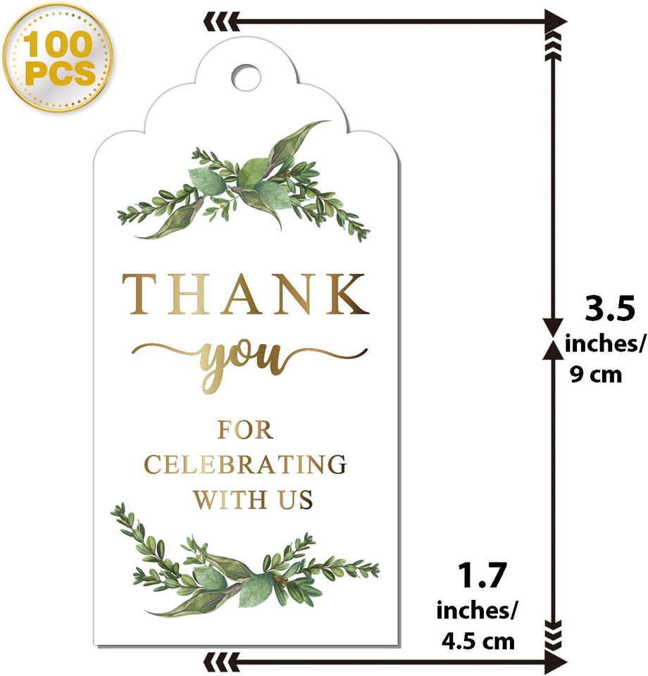 Greenery Gold Gift Tags - 100Pcs, Perfect for Baby Showers, Birthdays ...
