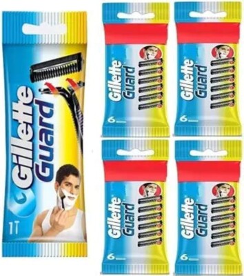 Gillette Guard Cartridge Single Blade With Razor (25Cartridge + 1 Razor ...