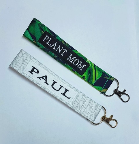 Handmade Fabric Key Fob Strap, Personalized Embroidered Key Fob ...