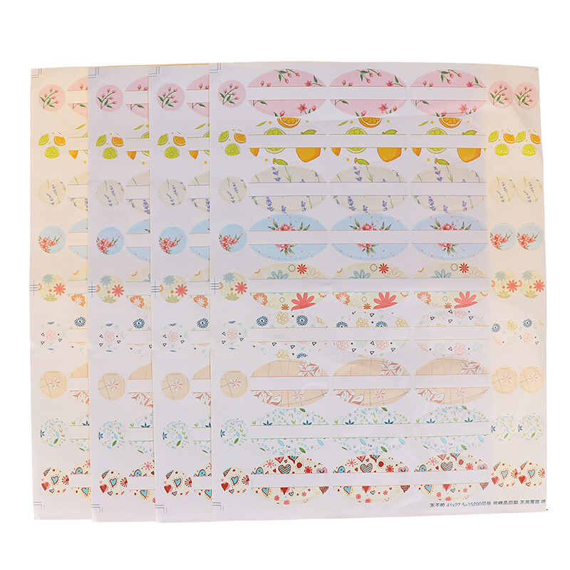 4 Sheets Empty Essential Oil Perfume Bottle Roller Labels Stickers Oval ...