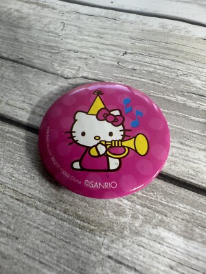 Hello Kitty Pin Button Playing Trumpet Horn Pinback Vintage Pink | eBay