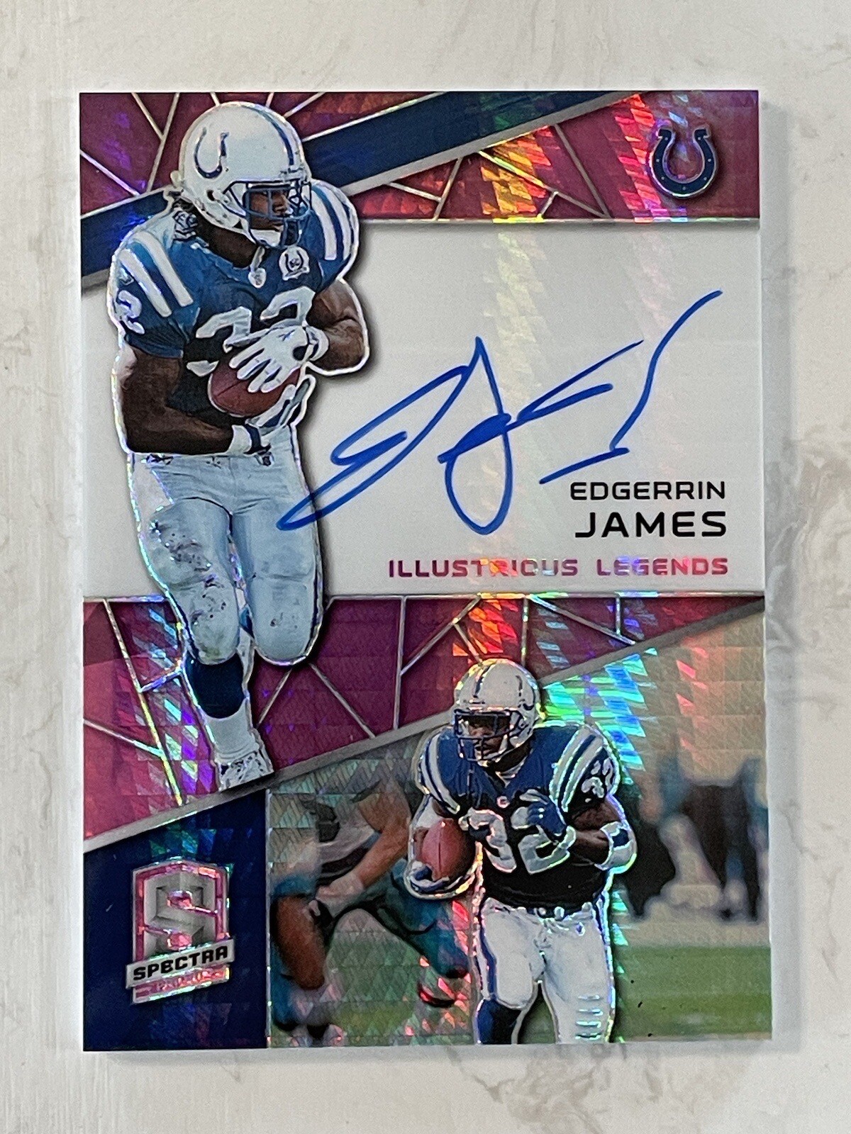2019 SPECTRA EDGERRIN JAMES ILLUSTRIOUS LEGENDS AUTO /15 HOF COLTS Pink ...