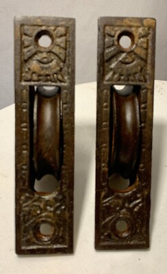 Set 2 Victorian Ornate Eastlake Window Sash Pulleys. 1890’s Large Size ...