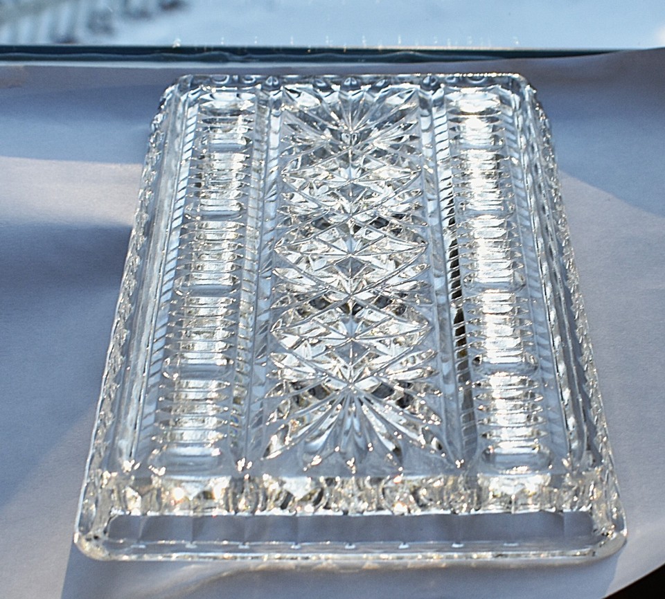 Antique Pressed Cut Crystal Glass Tray Dish Windsor Star Cane Federal ...