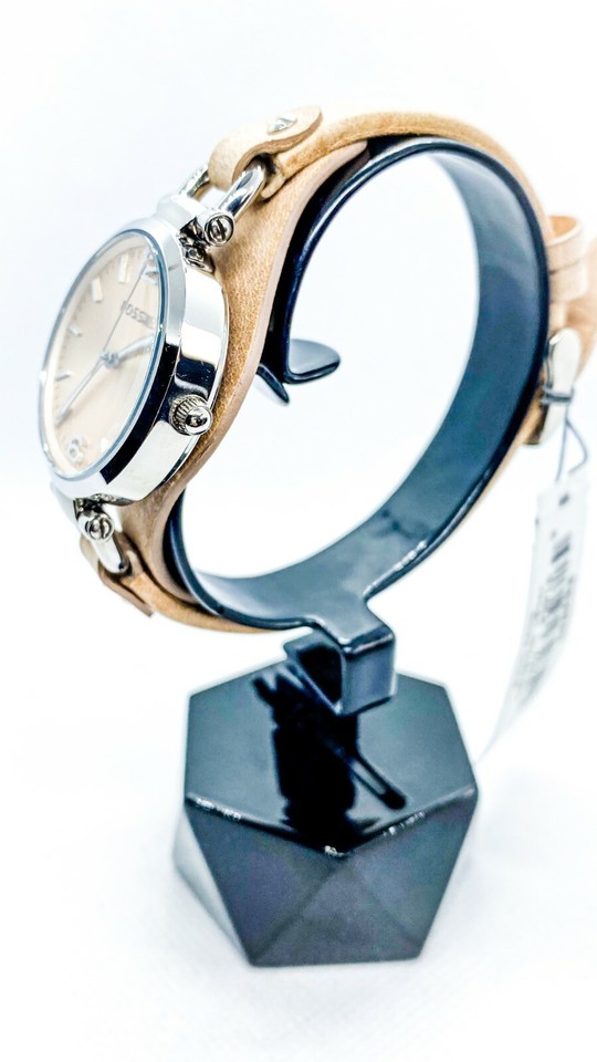 Fossil Women's Georgia Bone (Tan) Leather Band Watch ES2830, Beige Dial ...