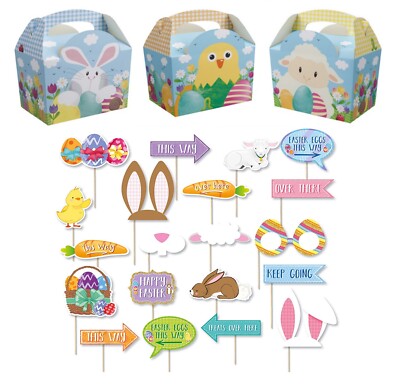 Easter Egg Hunt Game Props Kit PLUS Easter Egg Party Basket Boxes ...
