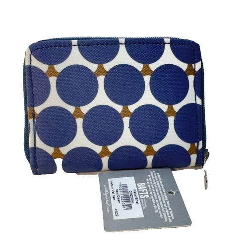 Blue Spotted Zip Wallet Purse Cash Cards Fair Trade Earth Squared Oil ...