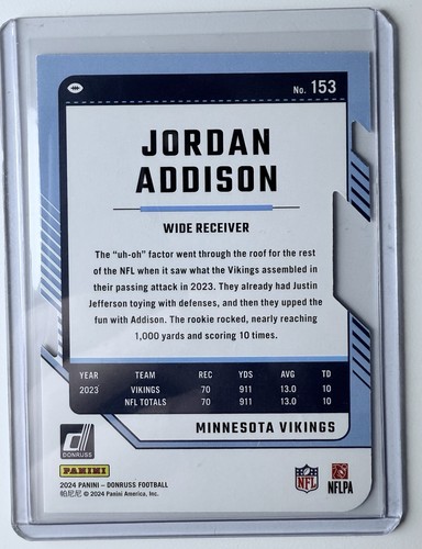 Jordan Addison - 2024 Panini Donruss Football Press Proof Black Die Cut ...