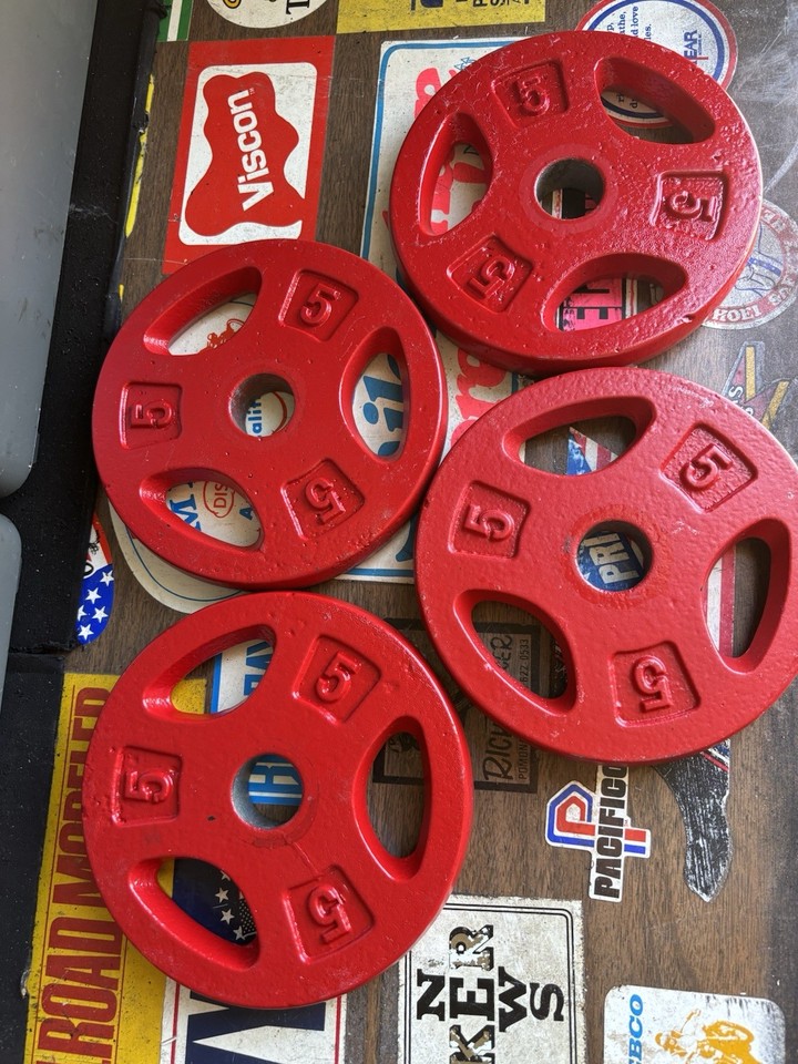 4- Standard 1” - Unbranded 5Lb Weights - gym strength fitness workout ...