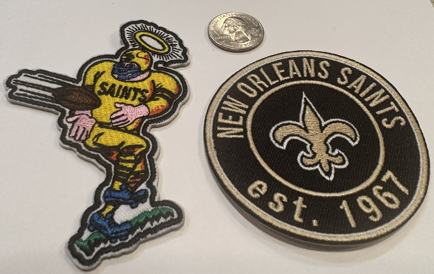 (2)-NEW ORLEANS SAINTS Embroidered Iron On Patches 3” X 3” & 3.5”x 2.5” Awesome! | eBay